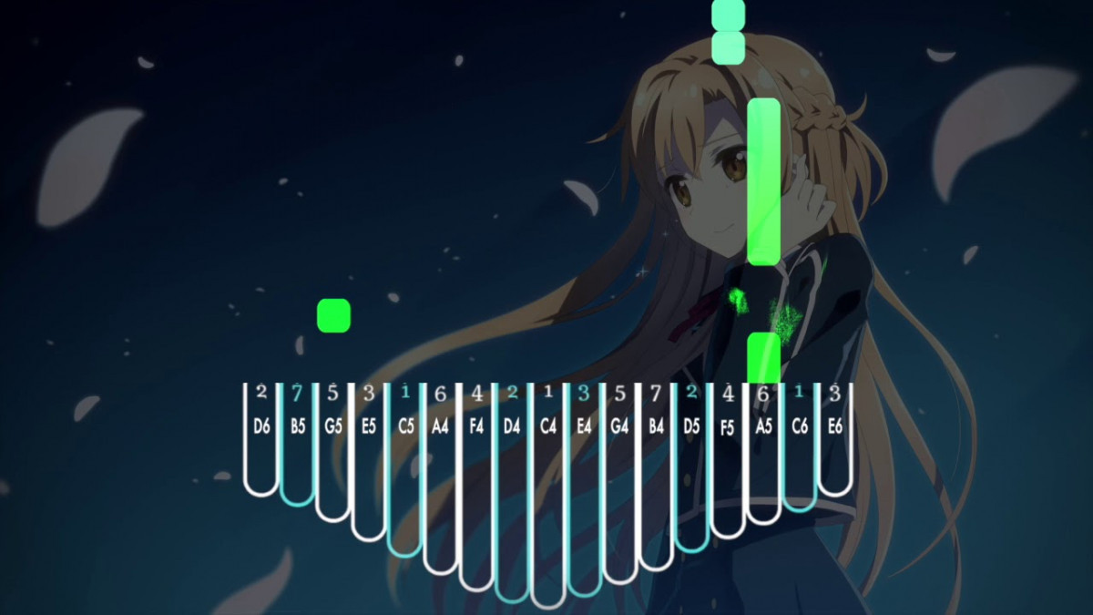 Niji no Kanata ni - Sword Art Online Kalimba Tabs Letter & Number Notes ...