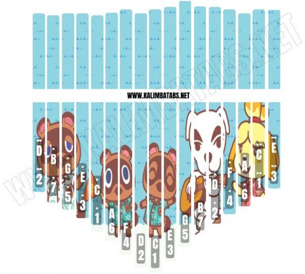 Kalimba Tine Sticker: Animal Crossing #1 Kalimba Tabs Letter & Number ...