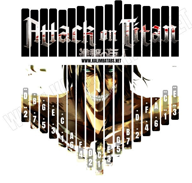 Kalimba Tine Sticker: Attack on Titans #1 Kalimba Tabs Letter & Number ...