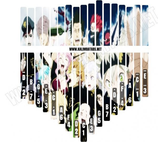 Kalimba Tine Sticker: Black Bull Anime Black Clover Kalimba Tabs Letter ...