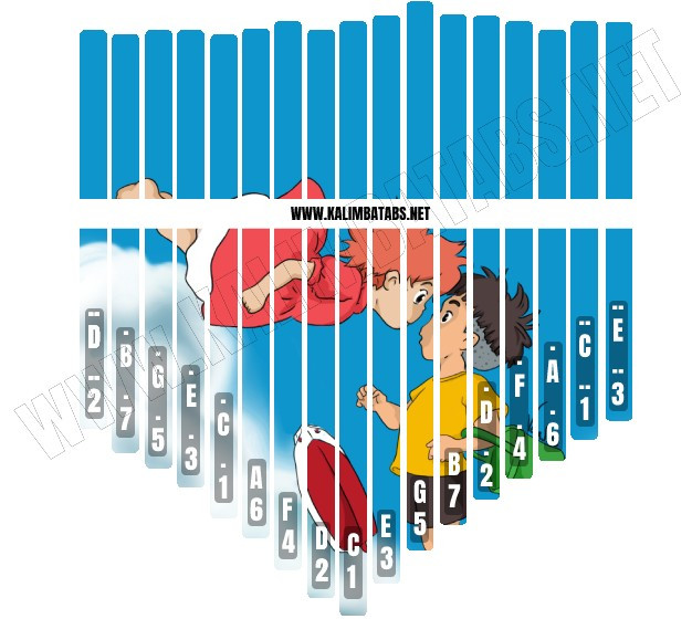Kalimba Tine Sticker: Ponyo #1 Kalimba Tabs Letter & Number Notes ...