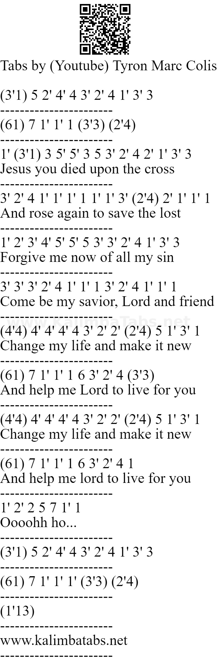 The Salvation Poem - Matt & Sherry McPherson (SuperBook) Kalimba Tabs ...