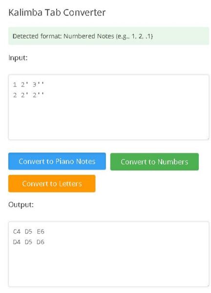New Kalimba Tab Conversion Tools Released! Kalimba Tabs Letter & Number ...